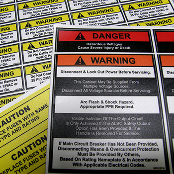 Custom printed vinyl labels for low energy plastic and metal, hard-to ...