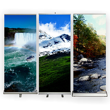 Easy to set up durable retractable roll up stands printed in Toronto