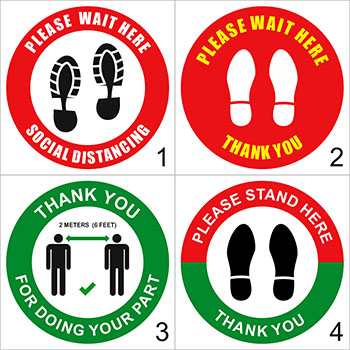 Social distancing floor and carpet stickers and decals